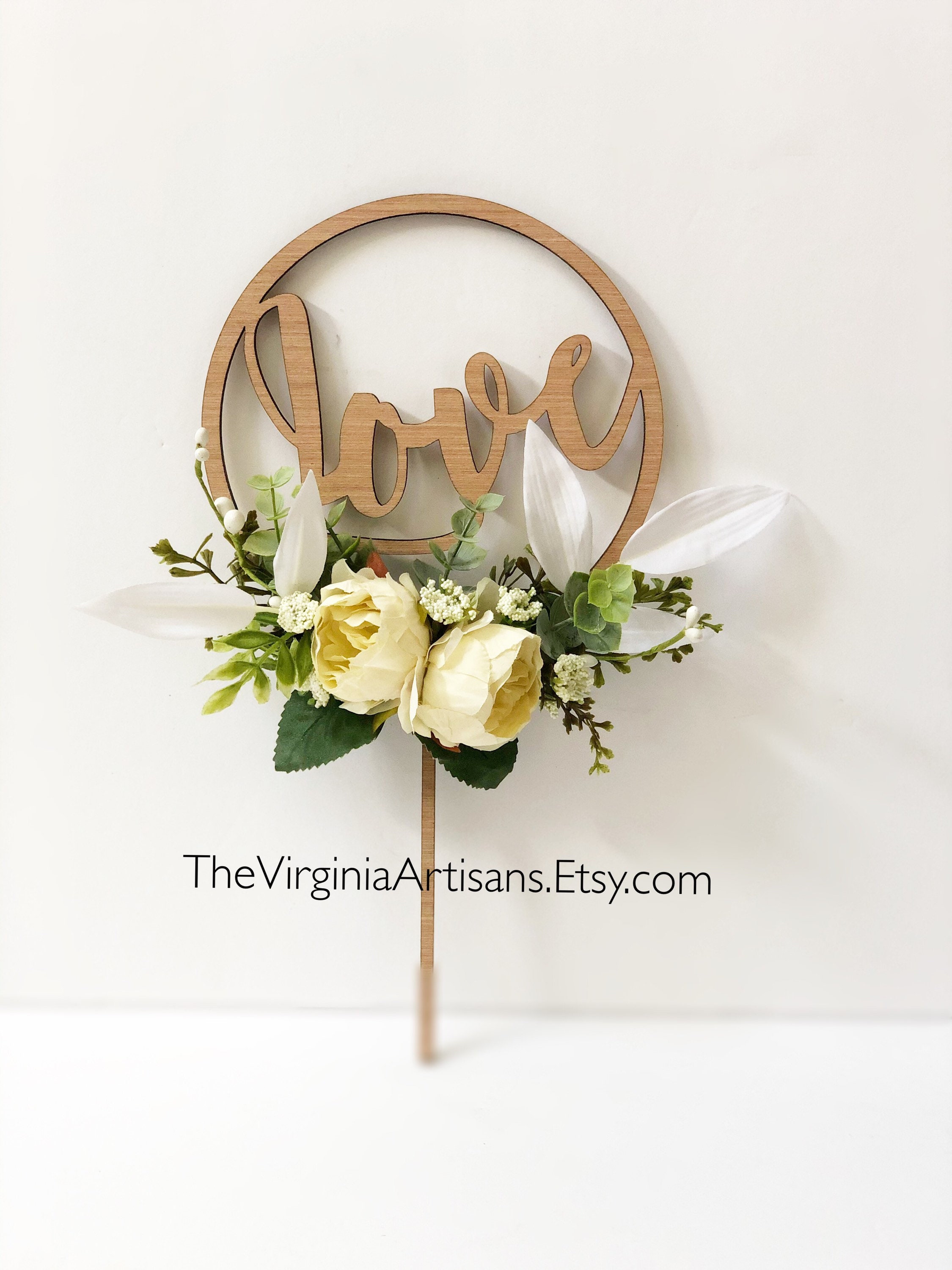 Love Cake Topper Floral Cake Topper Wedding/Anniversary | Etsy