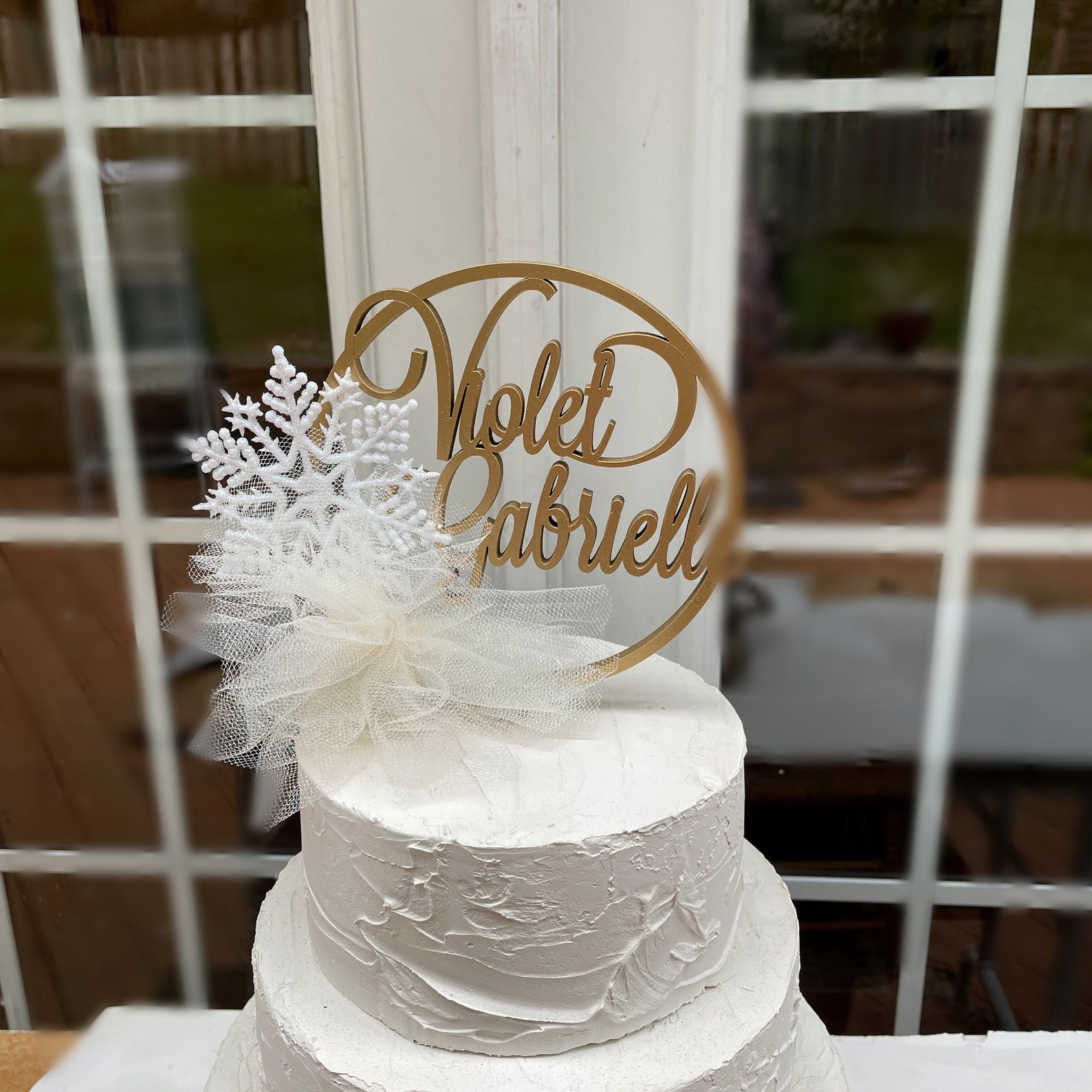 Personalized Snowflake/tulle Cake Topper Snowflake Cake - Etsy
