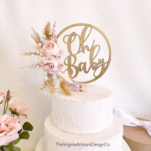Oh Baby Hoop Silk and Dried Flowers Cake Topper - Dried Flowers Cake ...