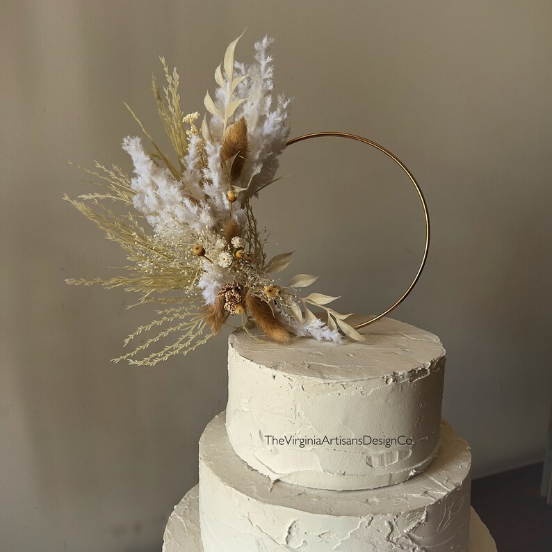 Hoop Dried Flowers Cake Topper - Floral Cake Topper - Wedding ...