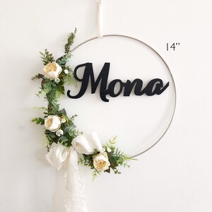 19" Nursery Wreath With Name - Custom Name Sign - Baby Shower Wreath ...