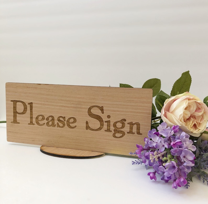 Laser Engraved Please Sign Please Sign Guestbook Sign | Etsy