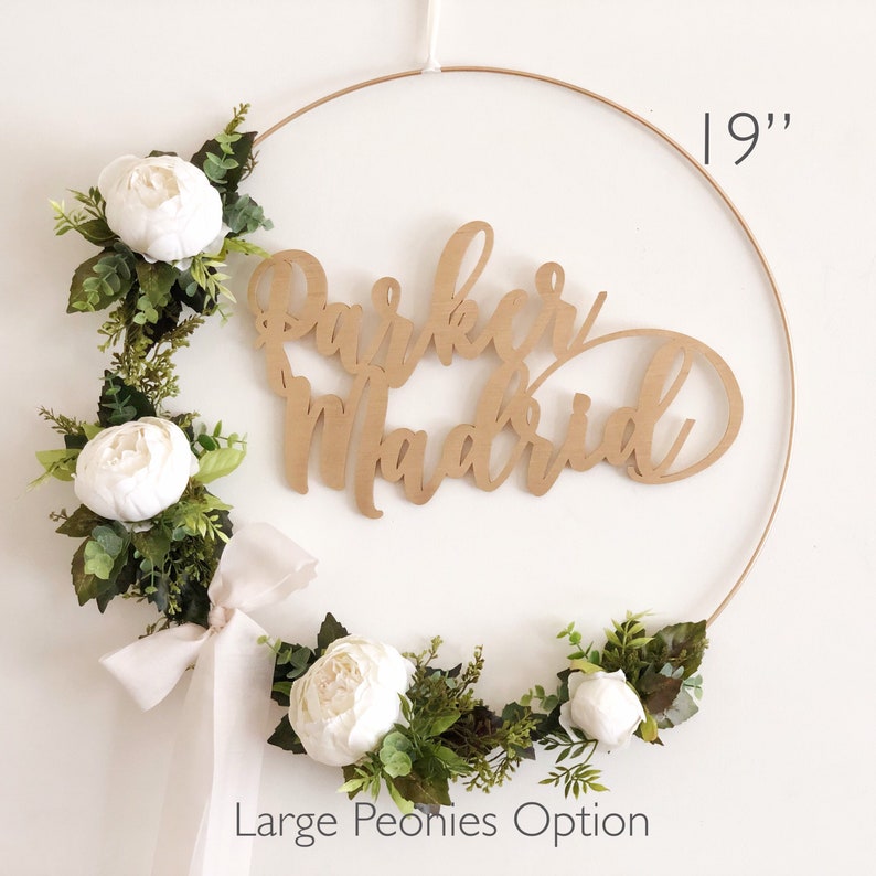 19 Nursery Wreath With Name Custom Name Sign Baby | Etsy