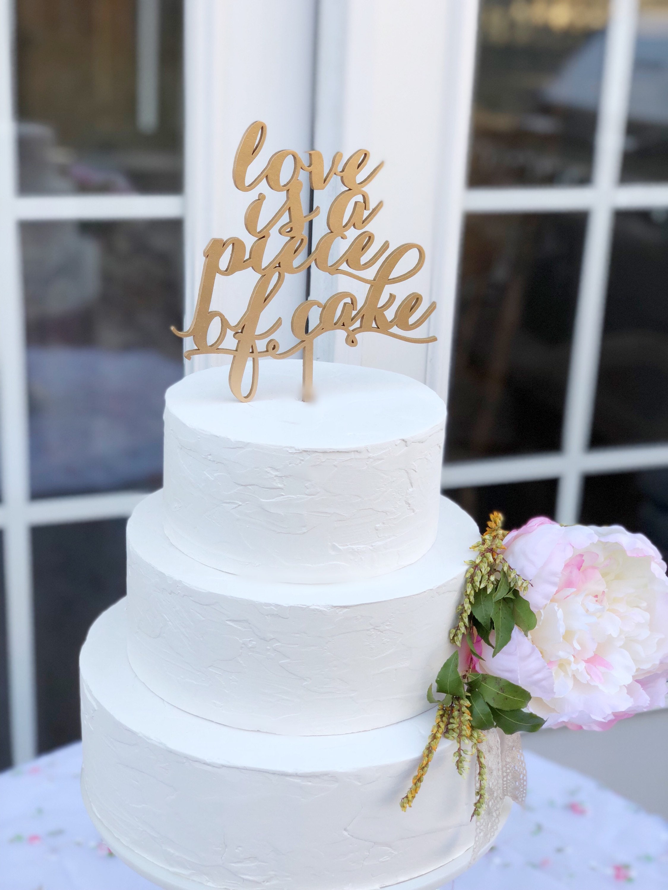 Love Is A Piece Of Cake Love Cake Topper Wedding Cake | Etsy