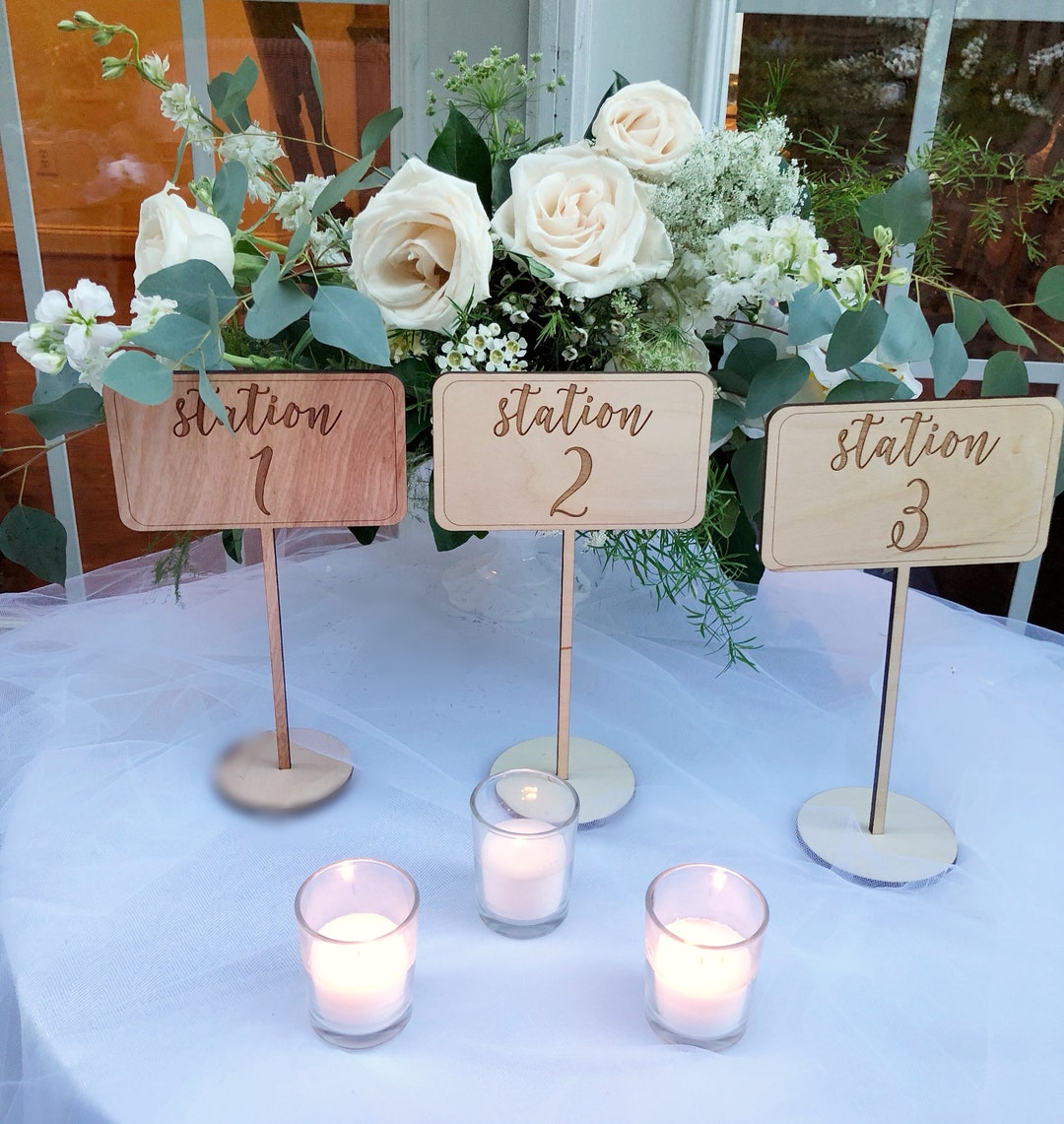Wood Buffet Table Signs – Engraved Station Numbers 1-7 - Etsy
