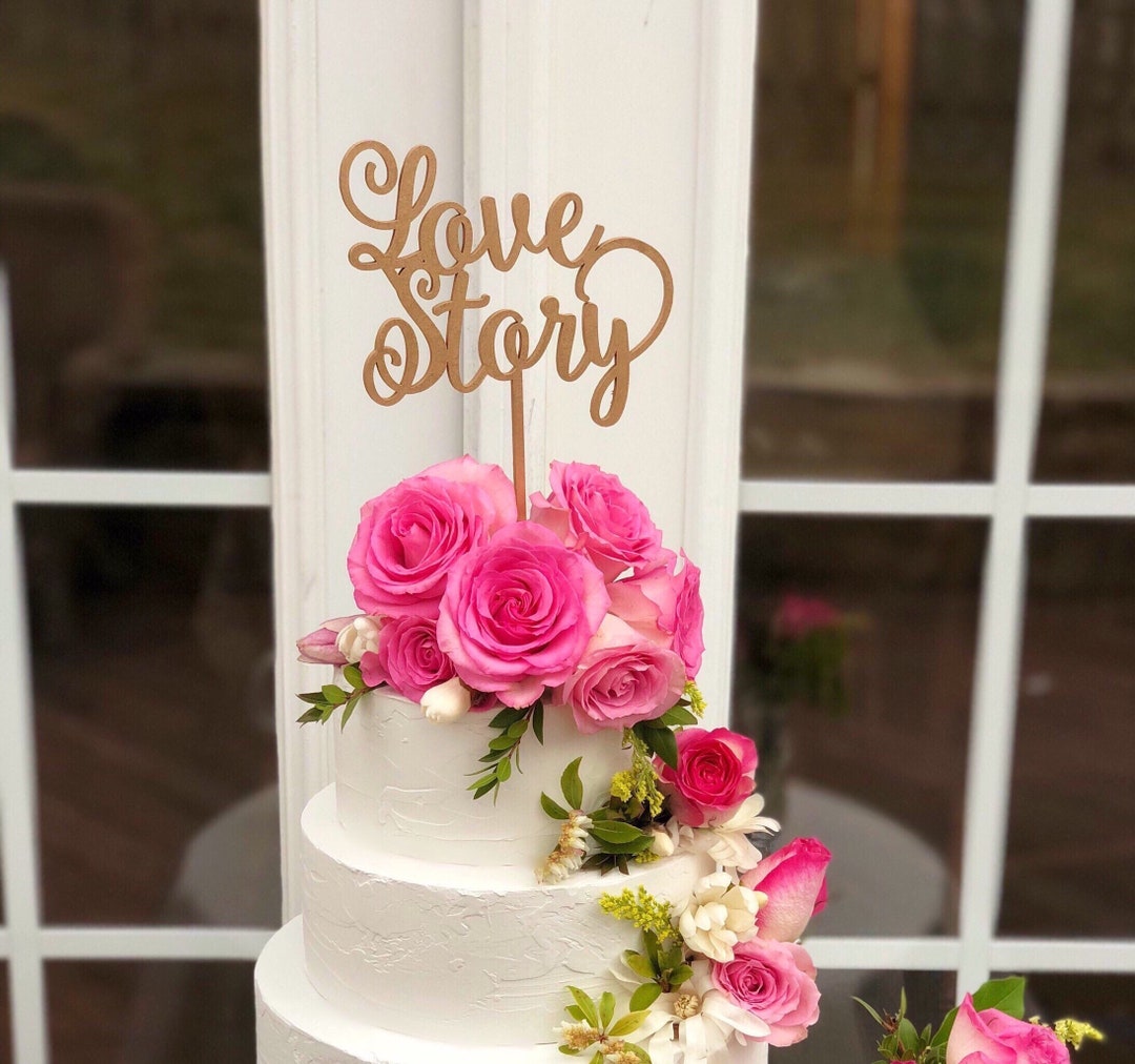 Love Story Cake Topper - Gold Love Cake Topper - Love Story Wedding ...