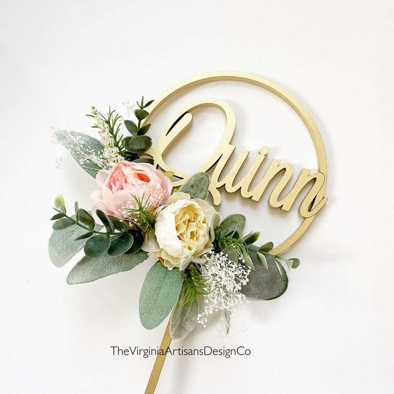 Personalized Cake Topper Cake Topper With Flowers and - Etsy
