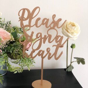 Please Sign a Heart Sign - Please Sign Our Guestbook Sign - Wedding ...