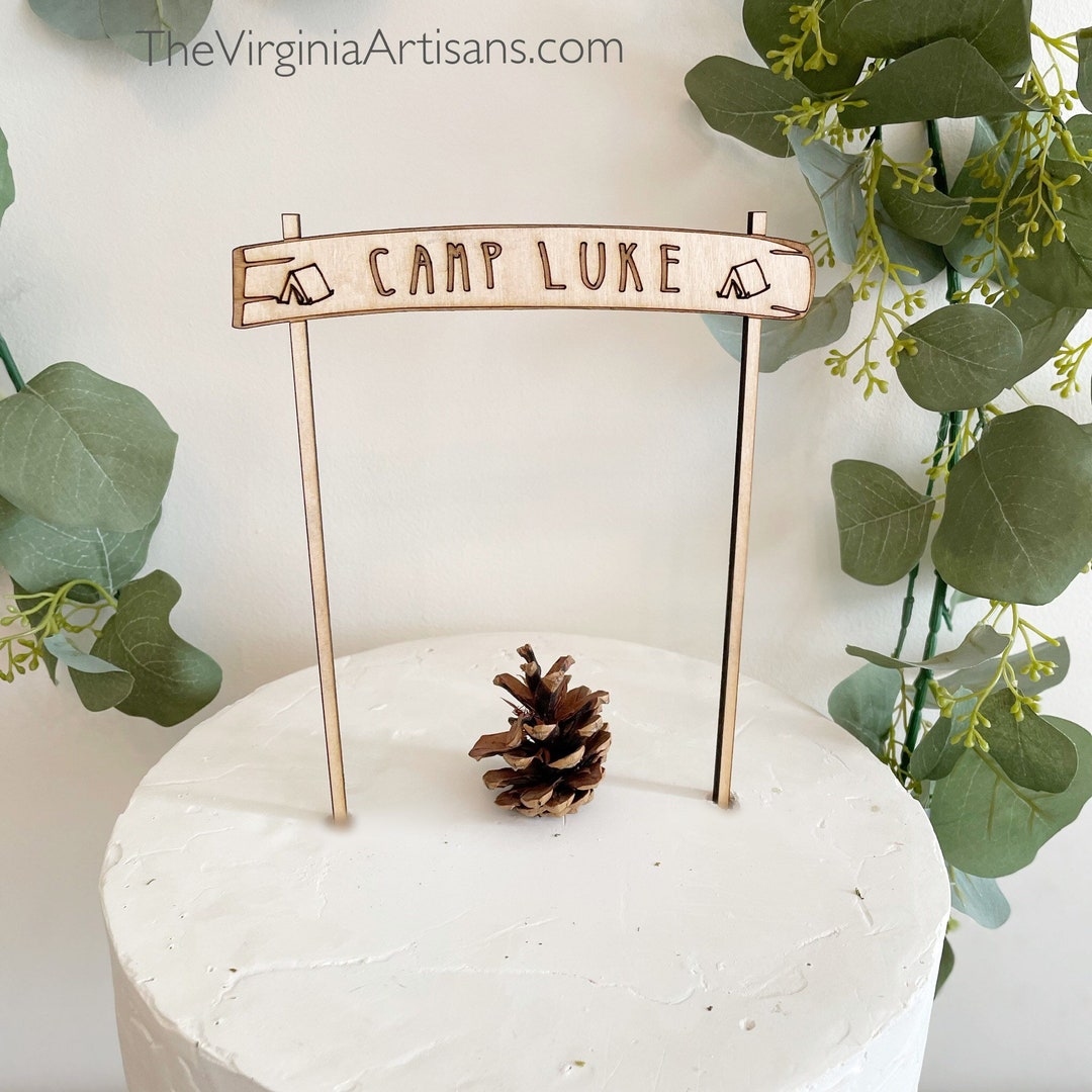 Custom Camp Cake Topper - Camping Themed Baby Shower Cake Topper ...