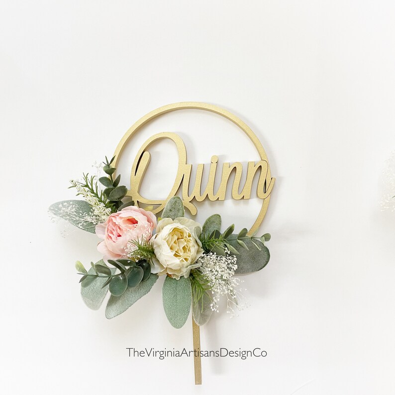 Personalized Cake Topper Cake Topper With Flowers and - Etsy
