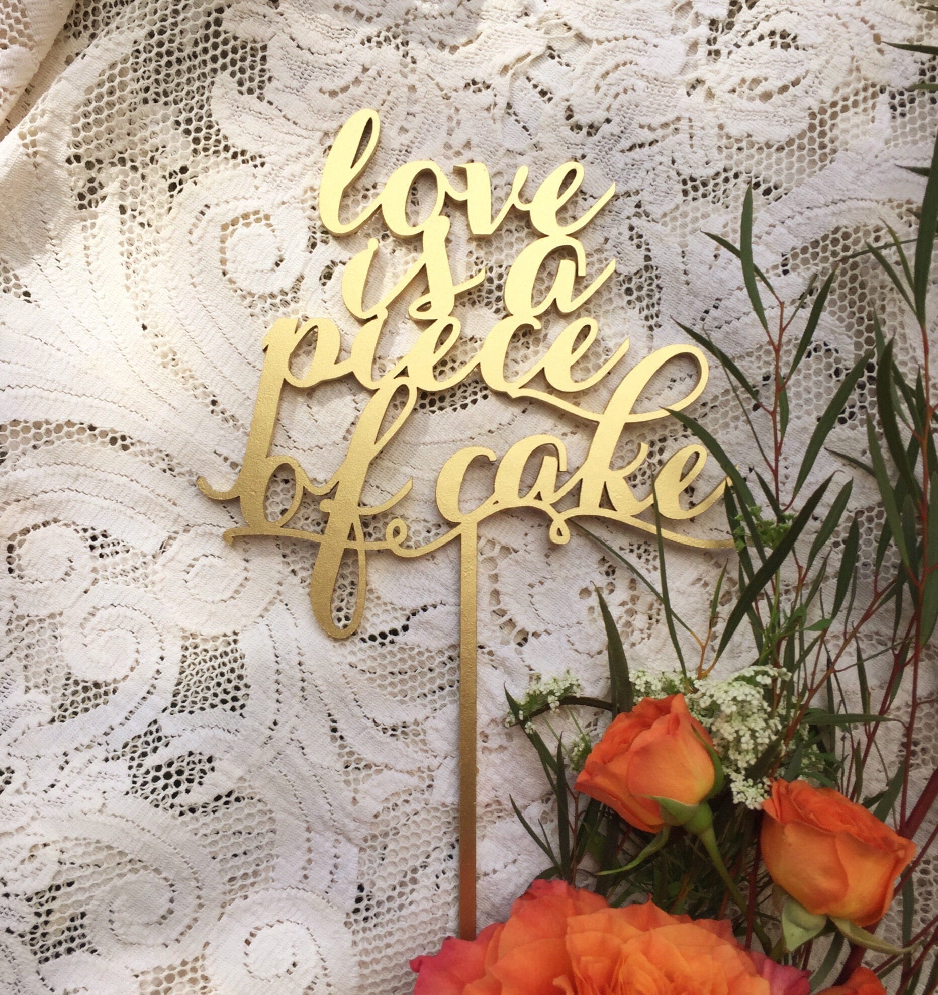 Love Is A Piece Of Cake Love Cake Topper Wedding Cake | Etsy