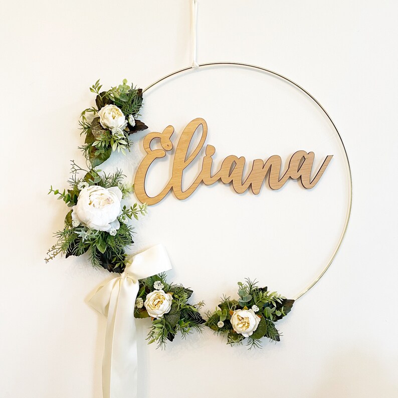 19 Nursery Wreath With Name Custom Name Sign Baby - Etsy