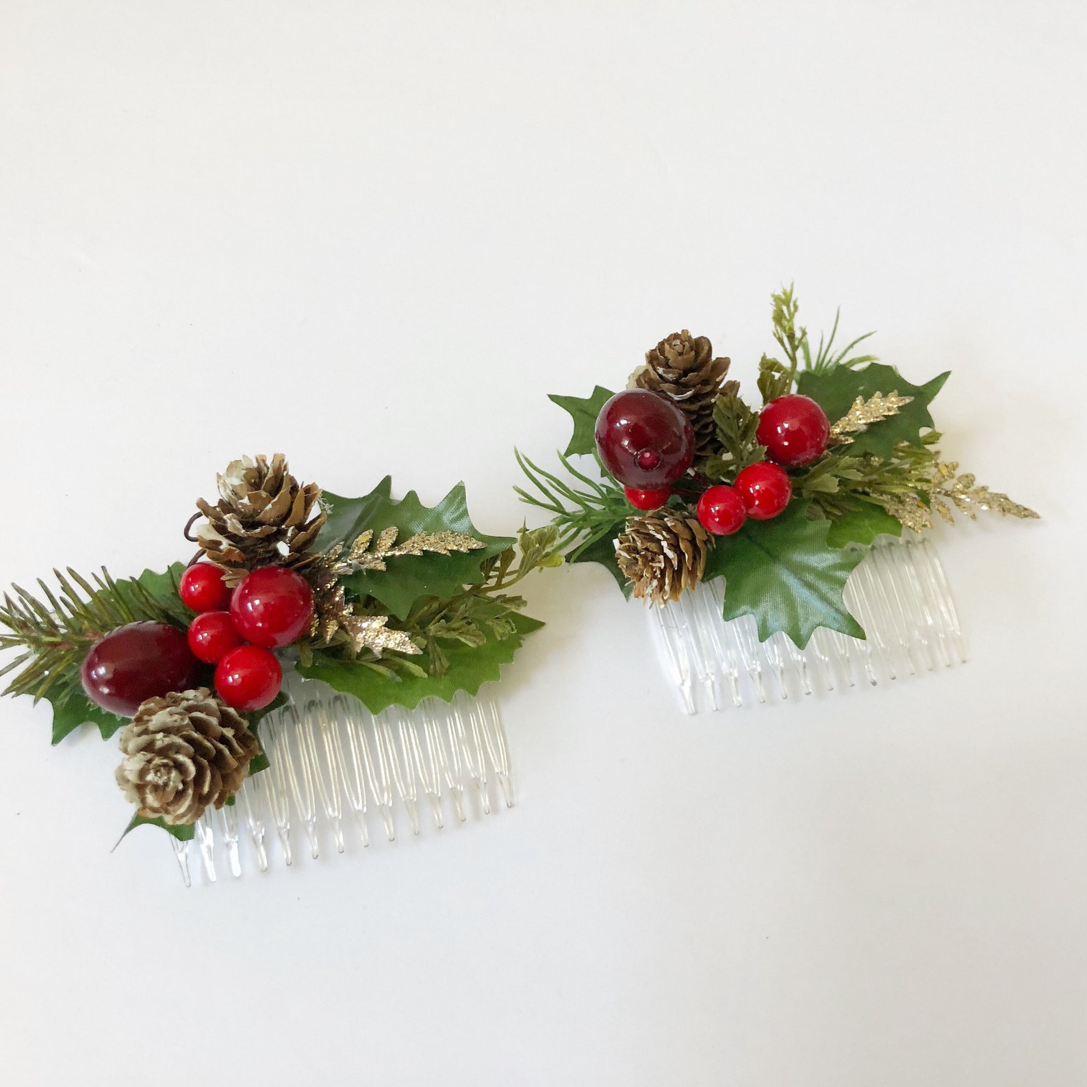 Christmas Floral Hair Comb Christmas Hair Clip Bridal | Etsy