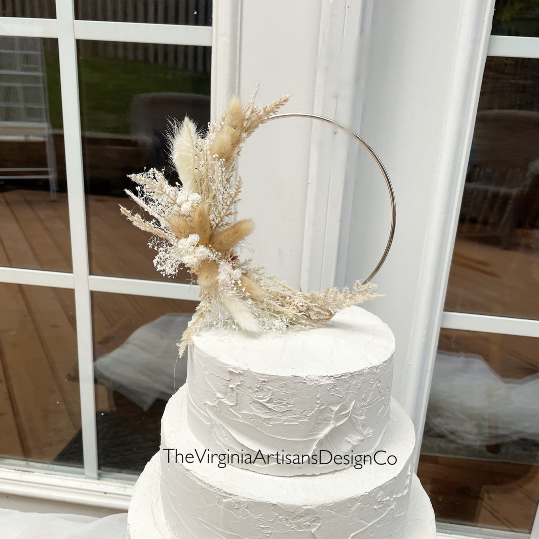 Hoop Dried Flowers Cake Topper - Floral Cake Topper - Wedding ...