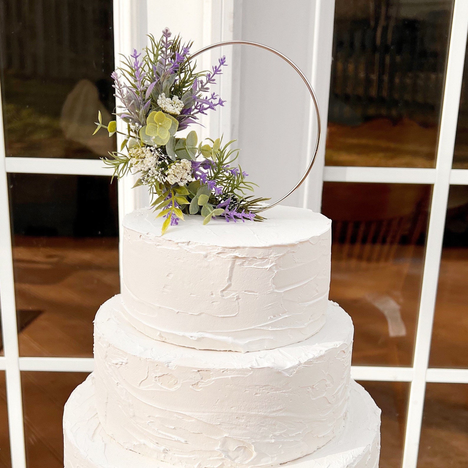 Hoop Faux Lavender and Dried Flowers Cake Topper - Floral Cake Topper ...