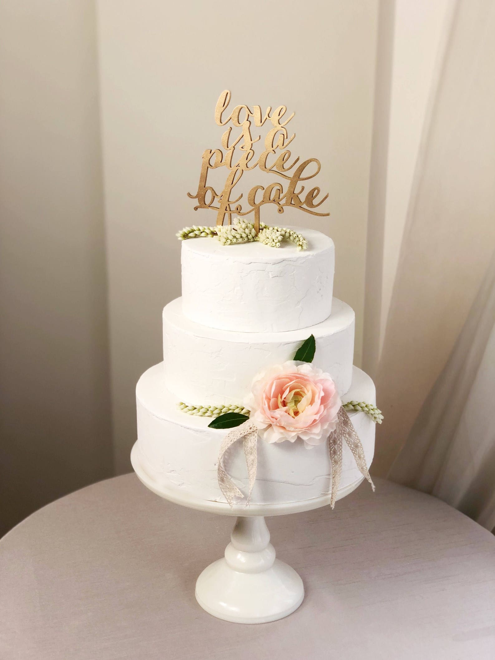 Love is A Piece of Cake Love Cake Topper Wedding Cake | Etsy