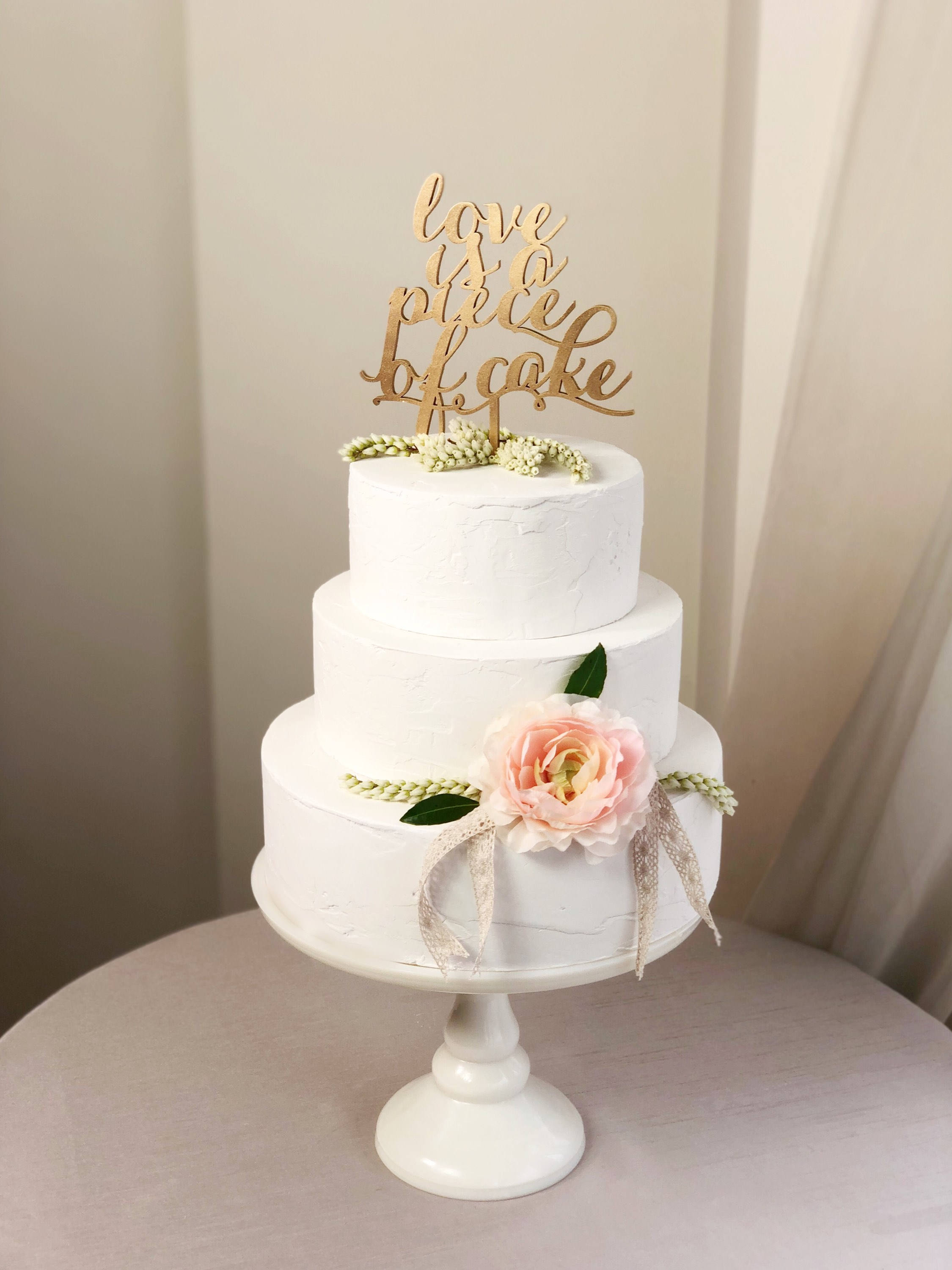 Love Is A Piece Of Cake Love Cake Topper Wedding Cake | Etsy