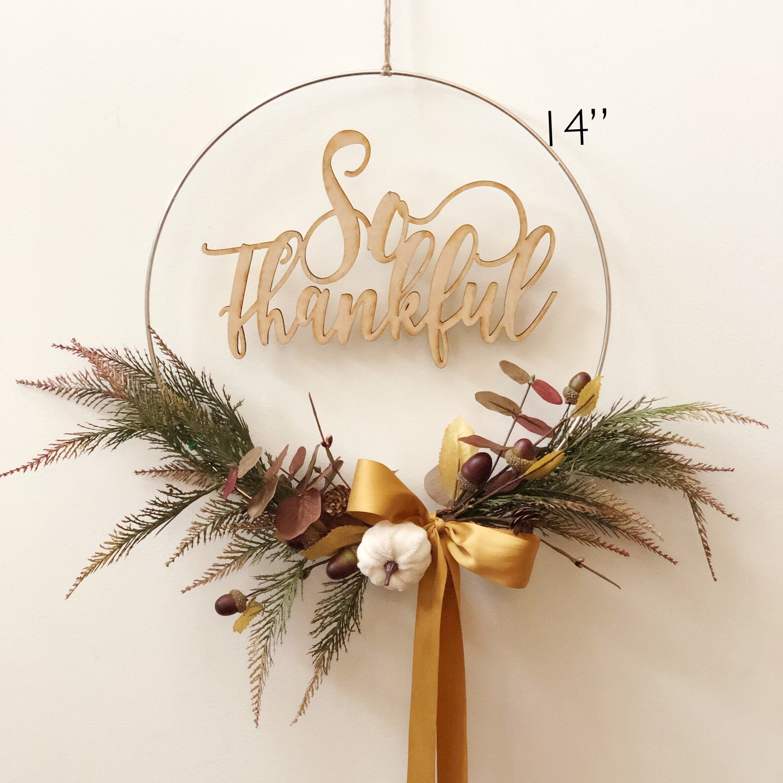 14 so Thankful Fall Hoop Wreath Modern Autumn Wreath | Etsy