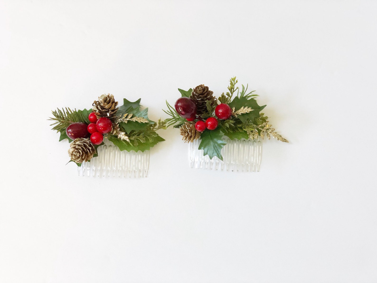 Christmas Floral Hair Comb Christmas Hair Clip Bridal | Etsy