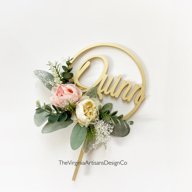 Personalized Cake Topper Cake Topper With Flowers and - Etsy