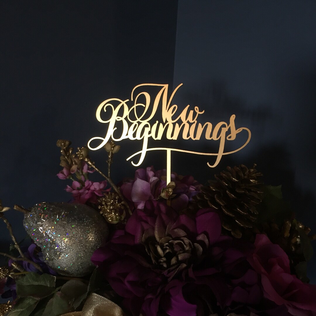 New Beginnings Sign - New Year Decor - Gold or Silver- Elegance Line - Etsy