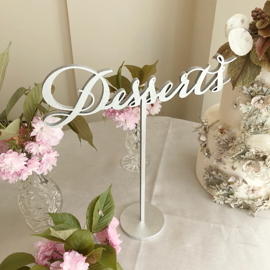 Desserts Table Sign, Laser Cut Desserts Sign, Gold Freestanding ...