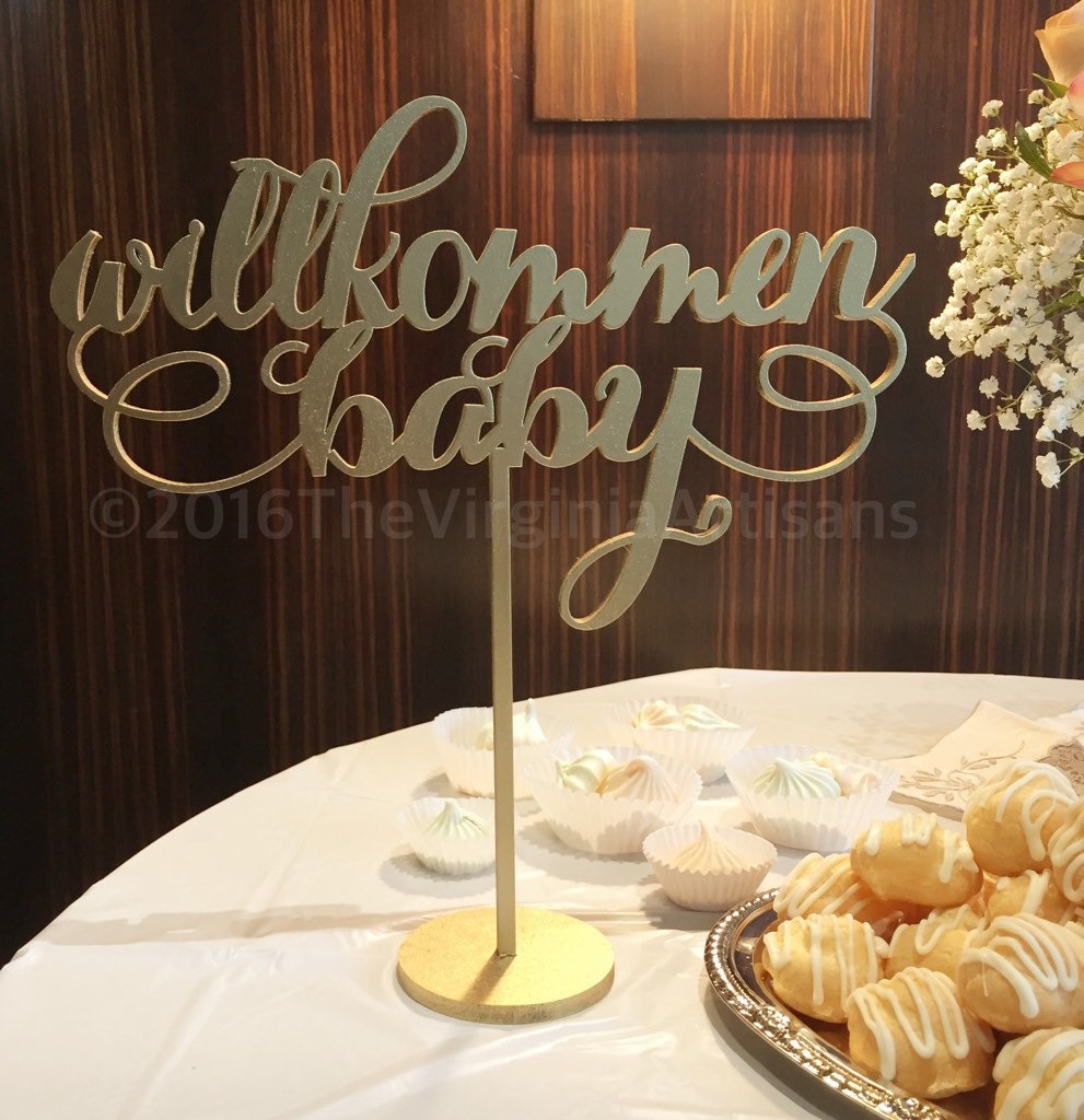 Willkommen Baby. Table Sign. Baby Shower Decor in German | Etsy