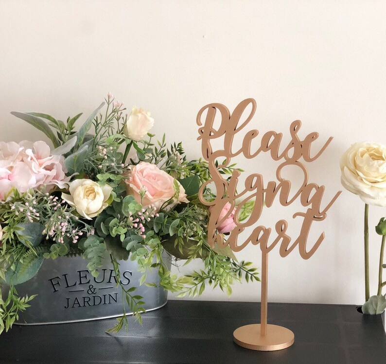 Please Sign a Heart Sign - Please Sign Our Guestbook Sign - Wedding ...