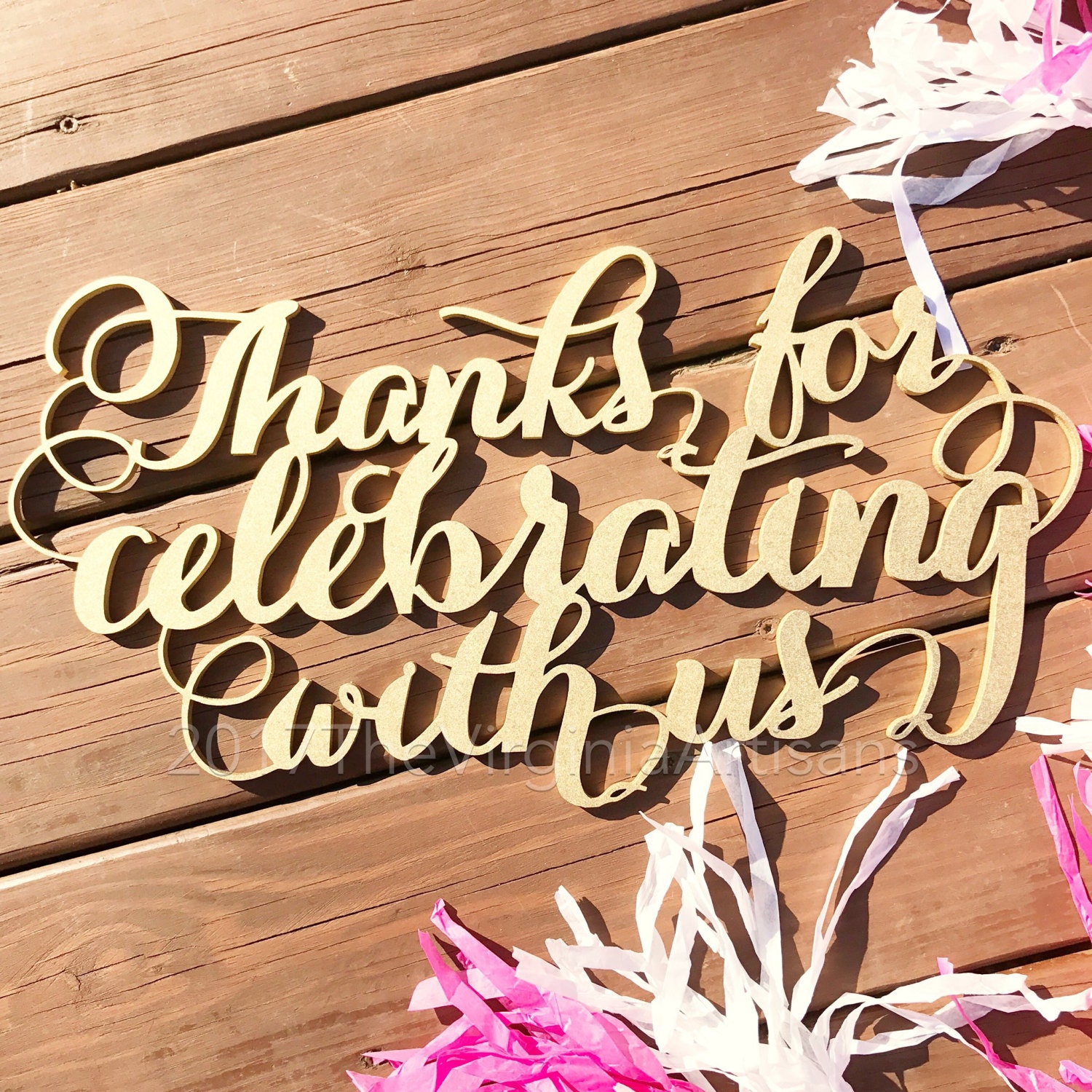 Thanks For Celebrating With Us Sign Gold Siver DIY | Etsy