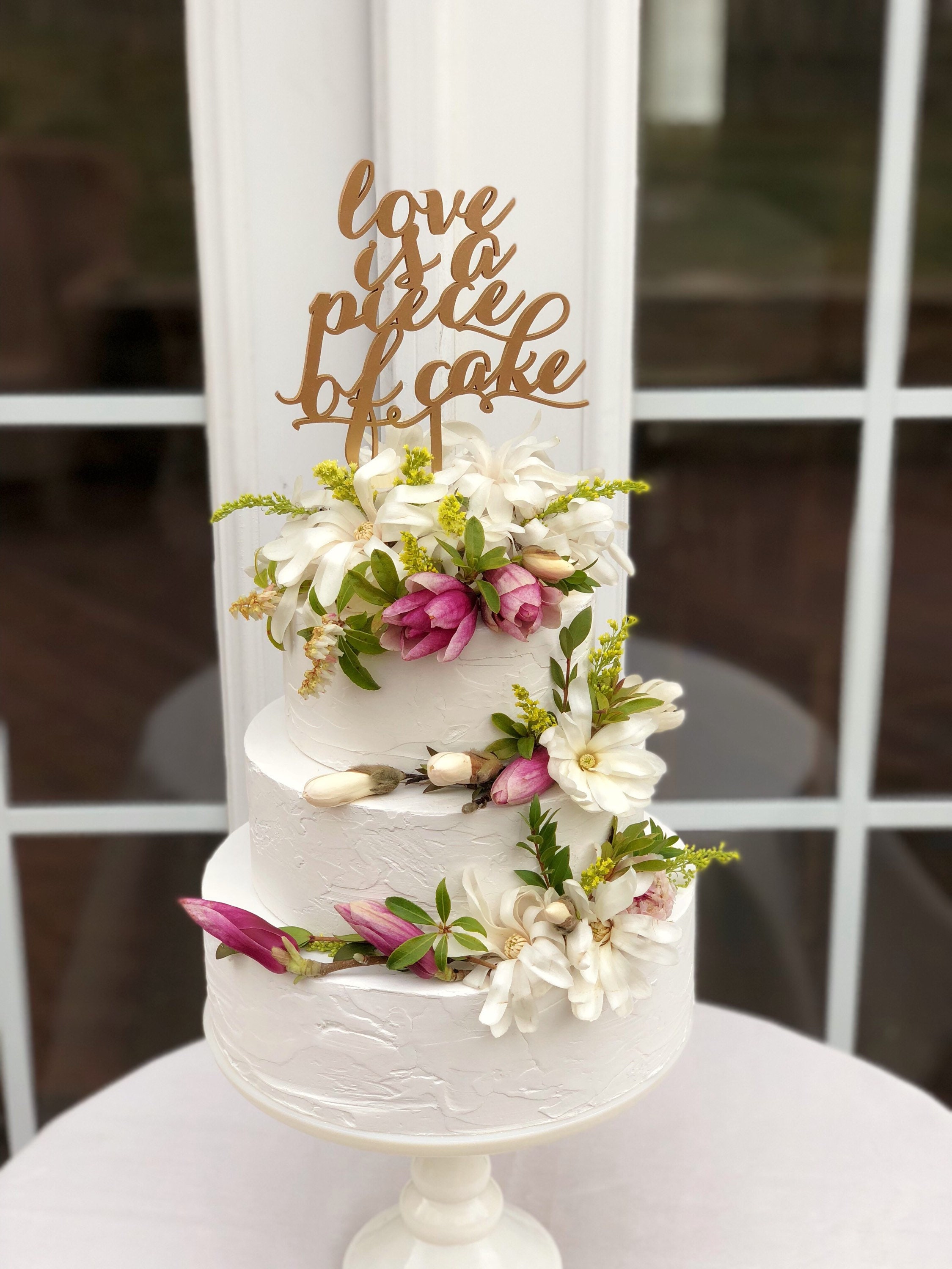 Love Is A Piece Of Cake Love Cake Topper Wedding Cake | Etsy