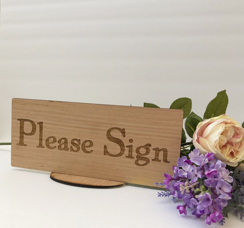 Laser Engraved Please Sign Please Sign Guestbook Sign | Etsy