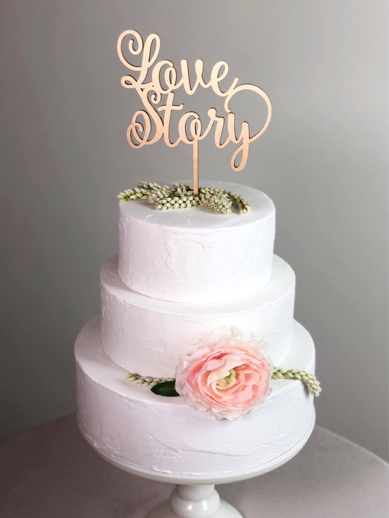 Love Story Cake Topper - Gold Love Cake Topper - Love Story Wedding ...