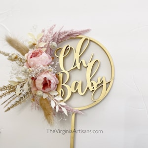 Oh Baby Hoop Silk and Dried Flowers Cake Topper - Dried Flowers Cake ...