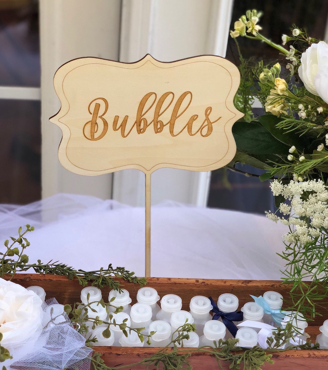 Bubbles Sign - Wedding Bubbles Table Sign - Wood Bubbles Sign - Send ...