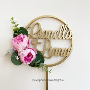 Personalized Cake Topper - Cake Topper With Flowers and Personalized ...