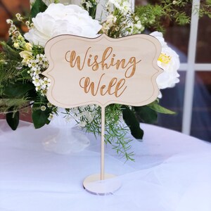 Wishing Well Table Sign - Wishing Well Sign - Wood Wishing Well Sign ...