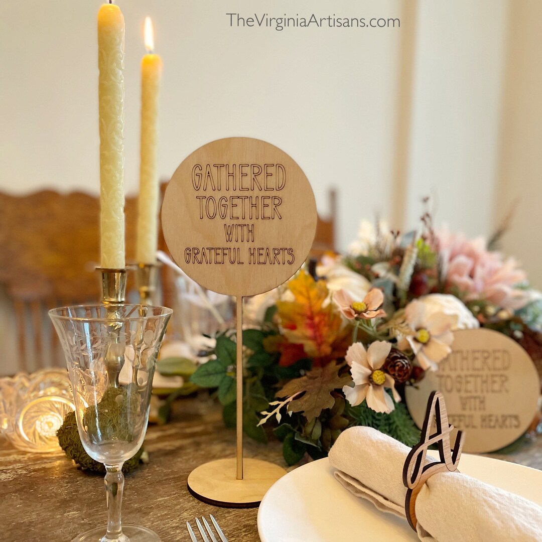 Engraved Wood Thanksgiving Table Signs, Gather Signs - Etsy
