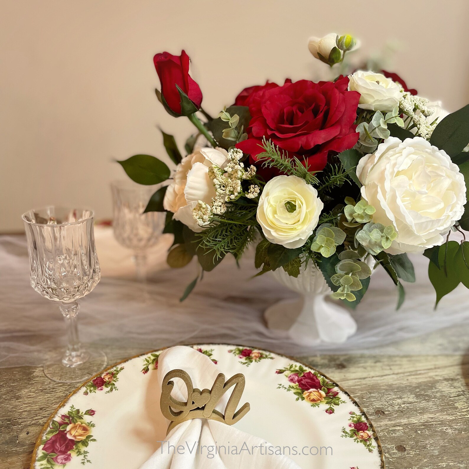 Red Roses Floral Arrangement Home Decor Red Roses | Etsy