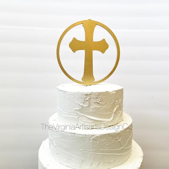 Cross Cake Topper Gold Cross Cake Topper | Etsy