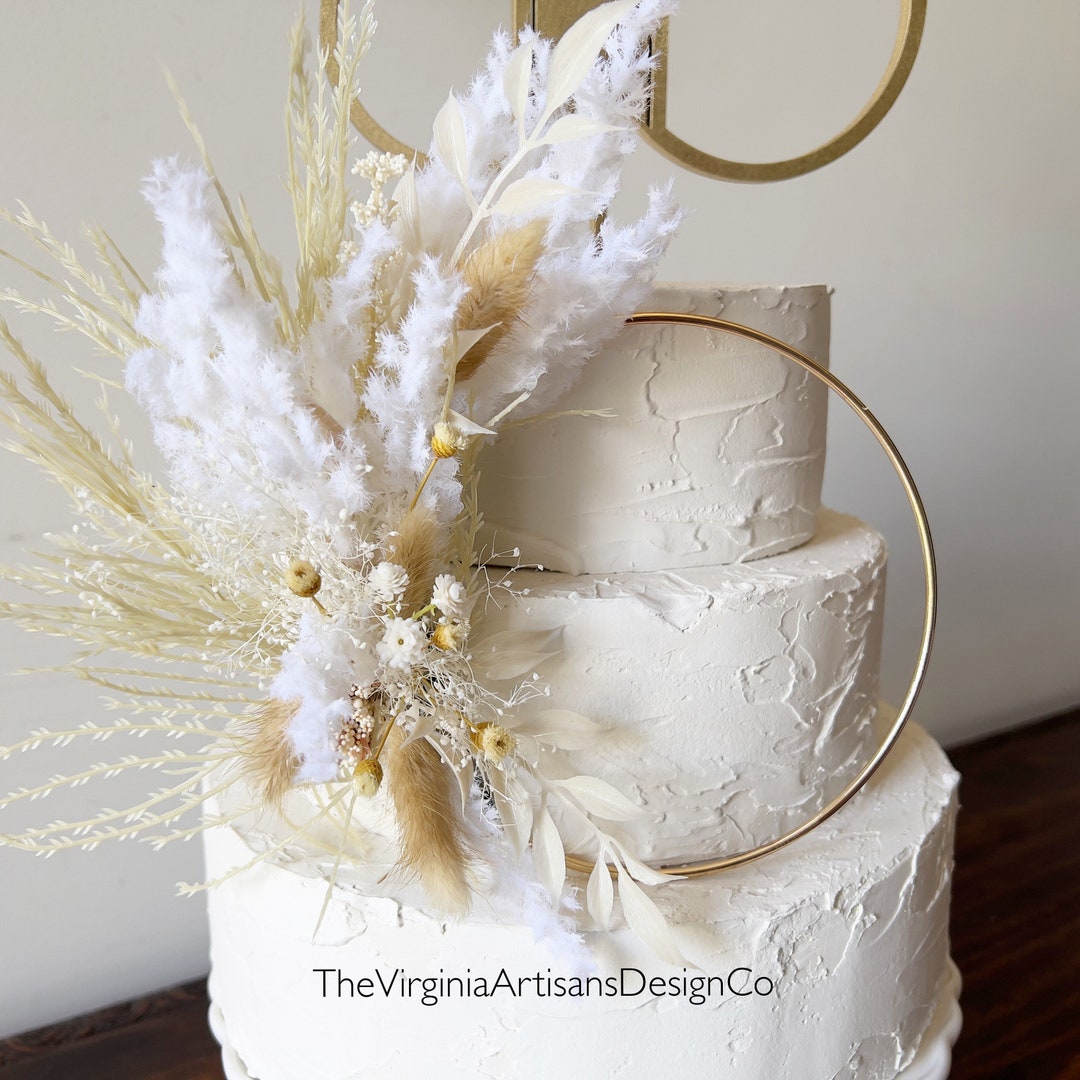 Hoop Dried Flowers Cake Topper - Floral Cake Topper - Wedding ...