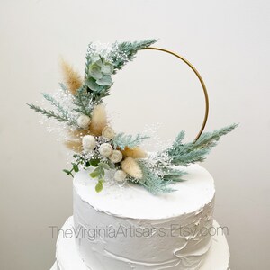 Hoop Dried Flowers Cake Topper - Sage| Beige Dried Flowers Cake Topper ...