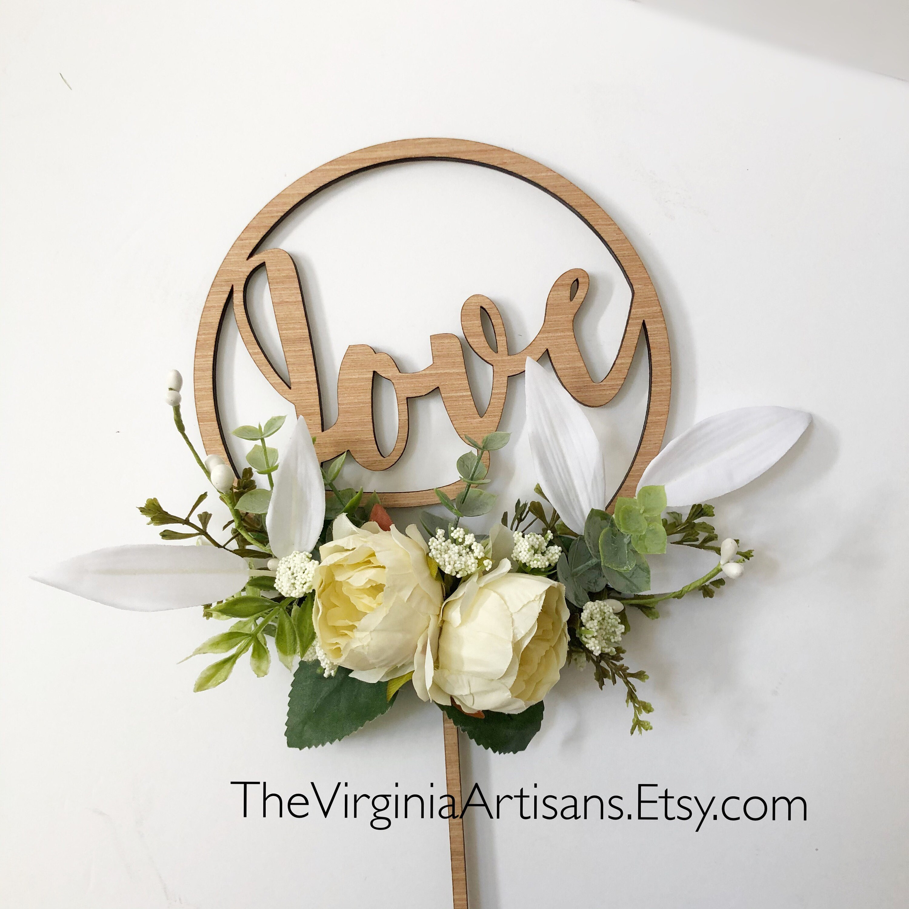 Love Cake Topper Floral Cake Topper Wedding/Anniversary | Etsy