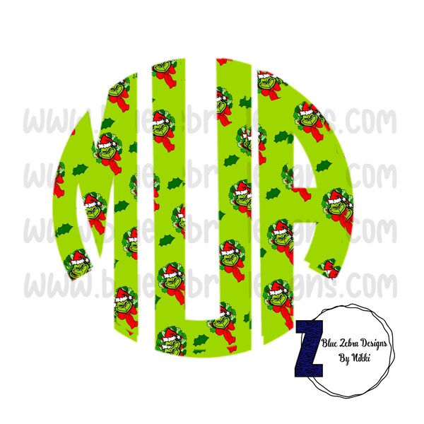 Grinch Monogram Svg - Etsy