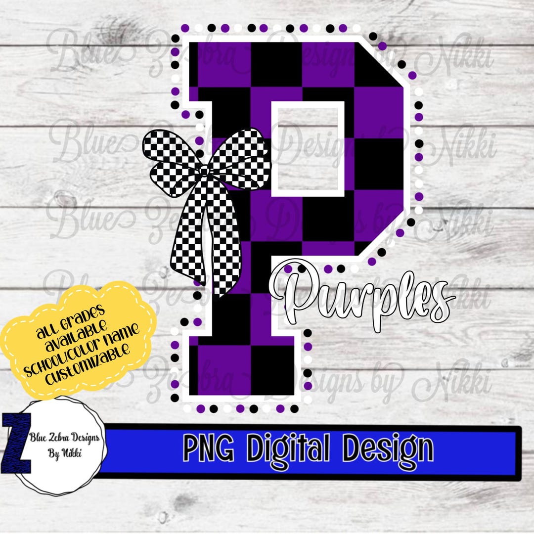 Custom School Spirit Letter Design • Buffalo Plaid Bow • Polka Dot ...