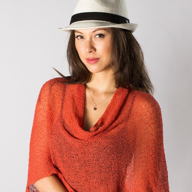 Sheer Orange Poncho - Etsy