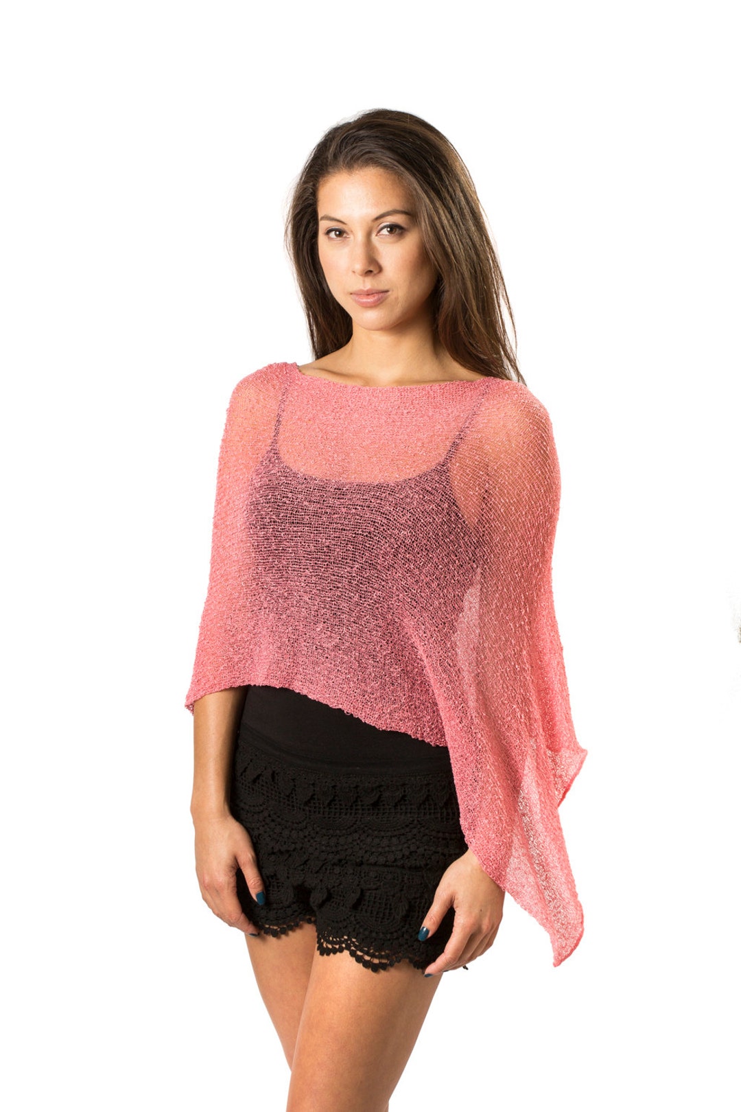 Cherry Blossom Pink Poncho, Knit Poncho, Women Poncho, Infinity Poncho ...