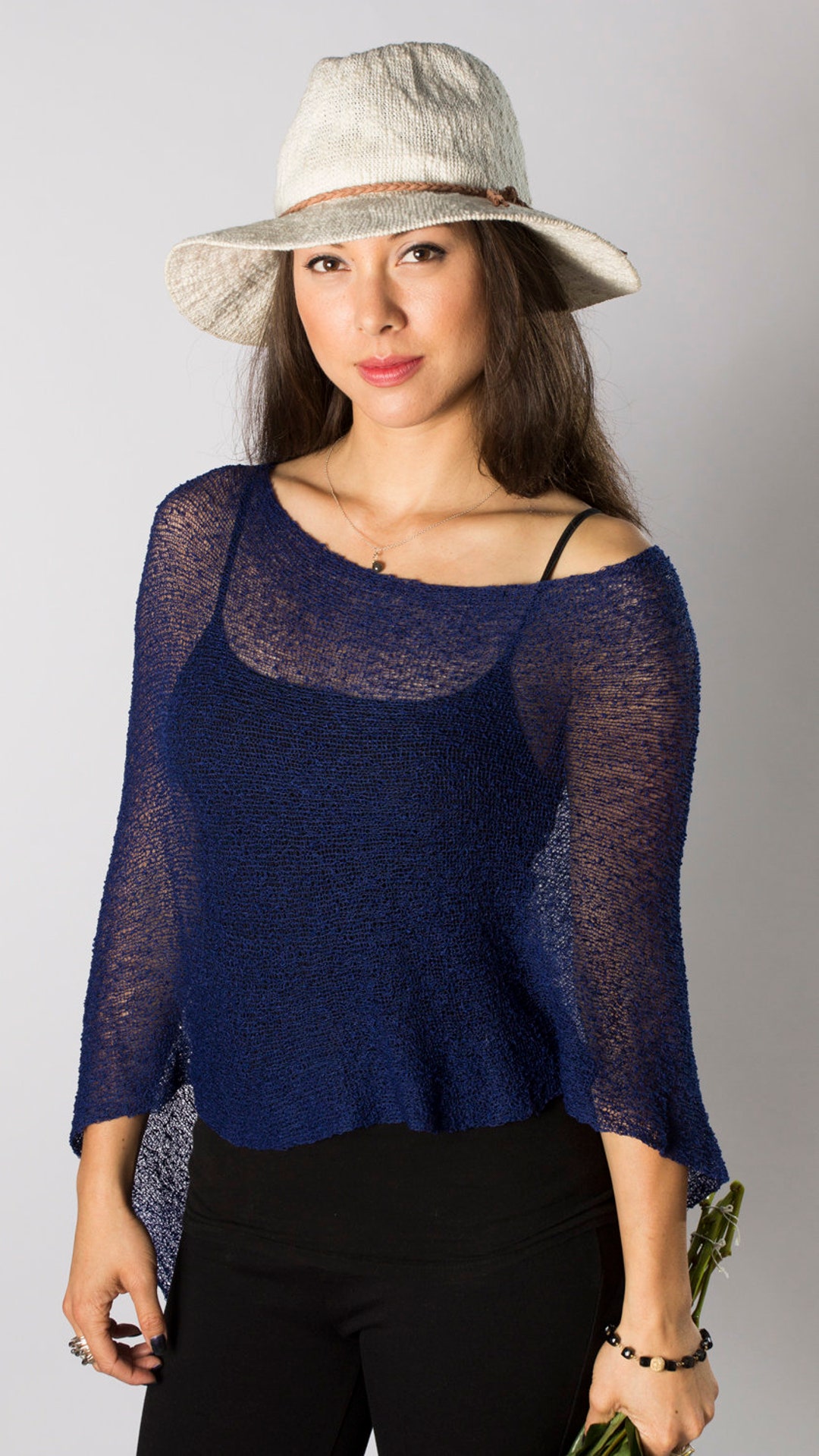 Navy Poncho, Women Knit Poncho, Infinity Wedding Poncho, Lightweight ...