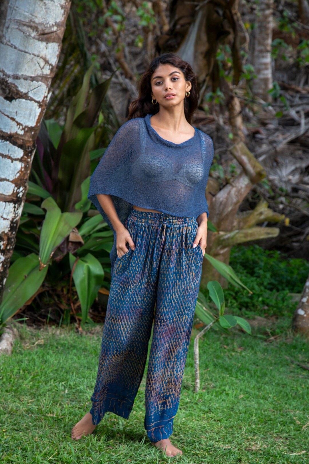 Denim Blue Infinity Poncho, Womens Lightweight Poncho, Poncho Cover Up ...