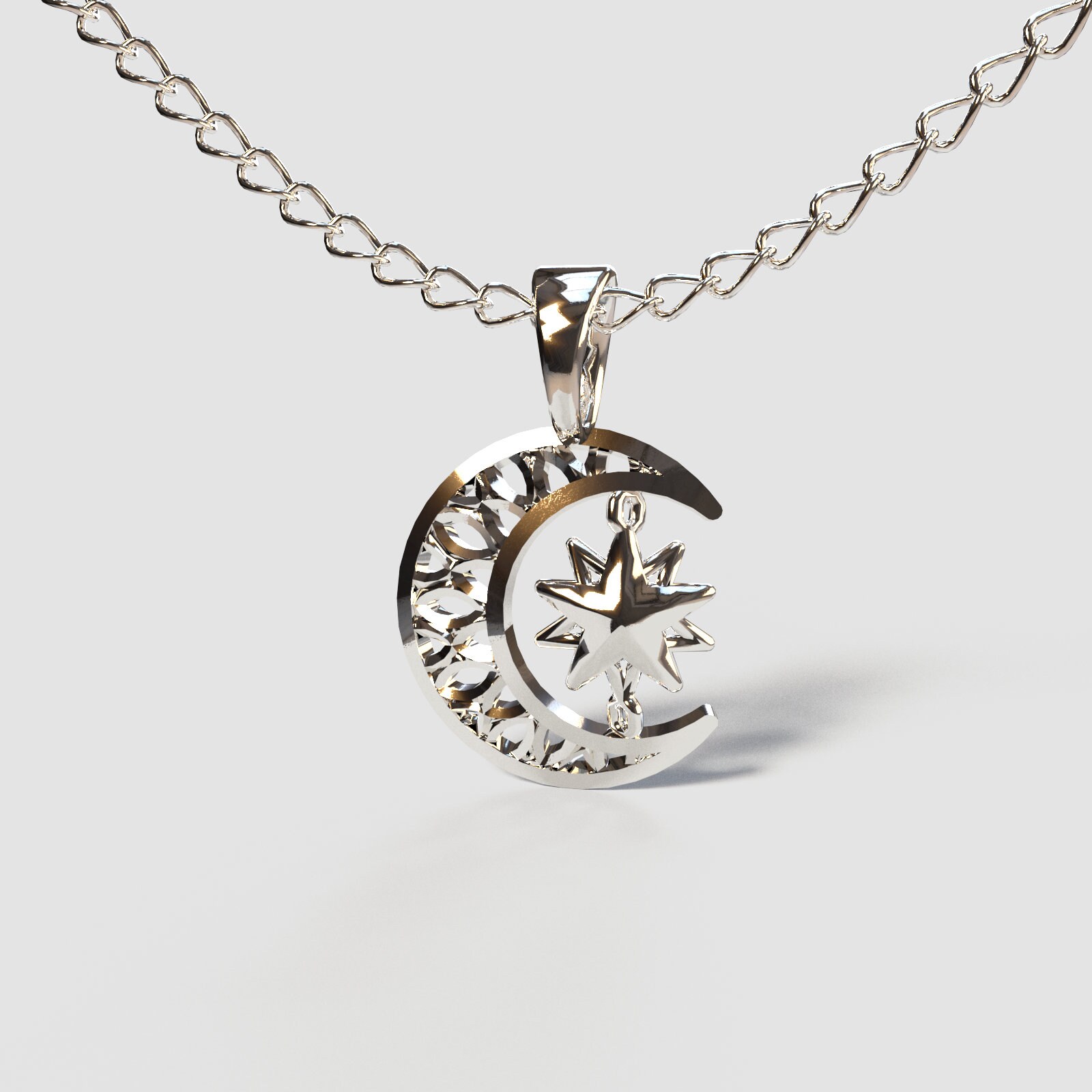 Solid Metal Crescent Moon Charm Pendant - Etsy