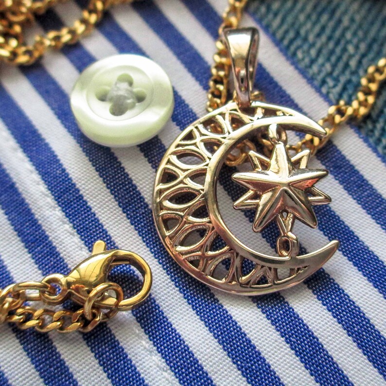 Solid Metal Crescent Moon Charm Pendant - Etsy